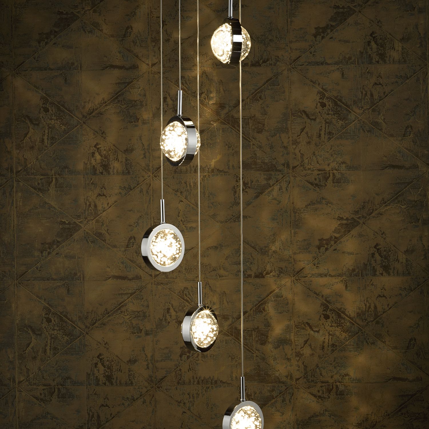 Livia 5lt Cluster LED Pendant Polished Chrome & Glass Spheres - Bright ...