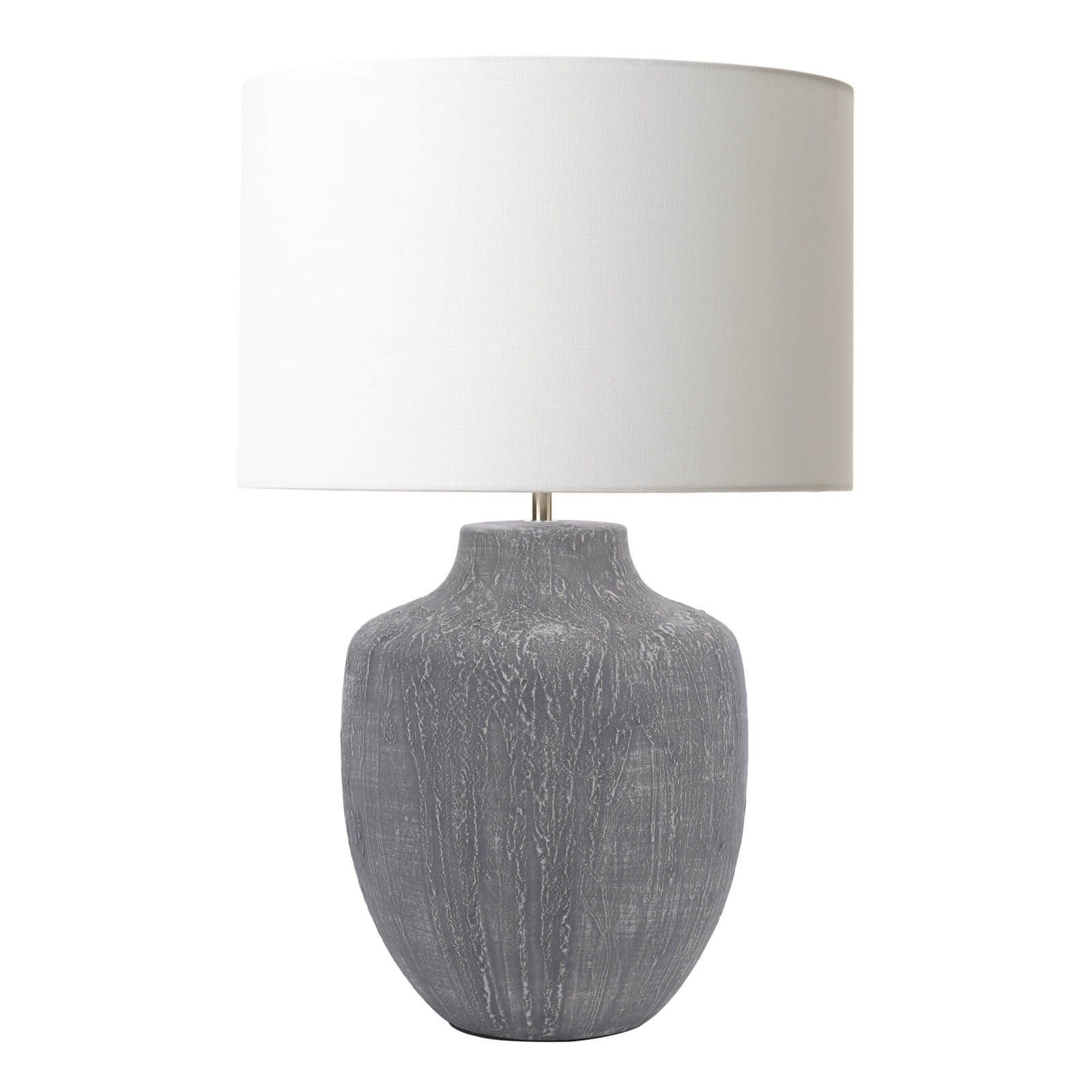 Udine Table Lamp Textured Grey With Shade - Bright Delights