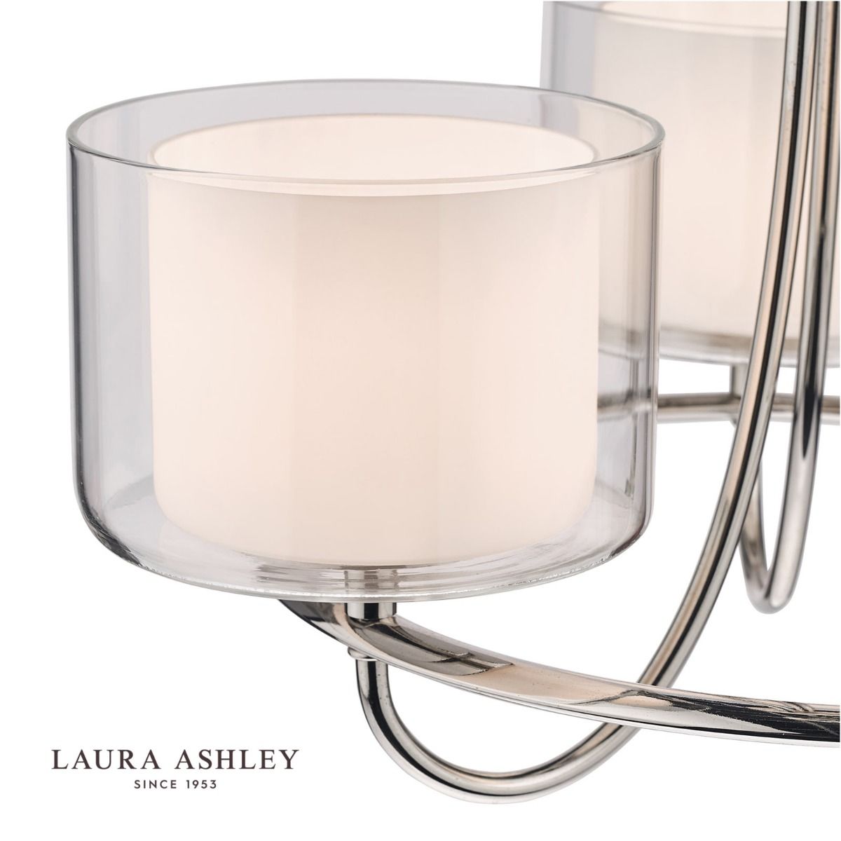 Laura Ashley Southwell Polished Nickel 3 Light Chandelier & Glass ...